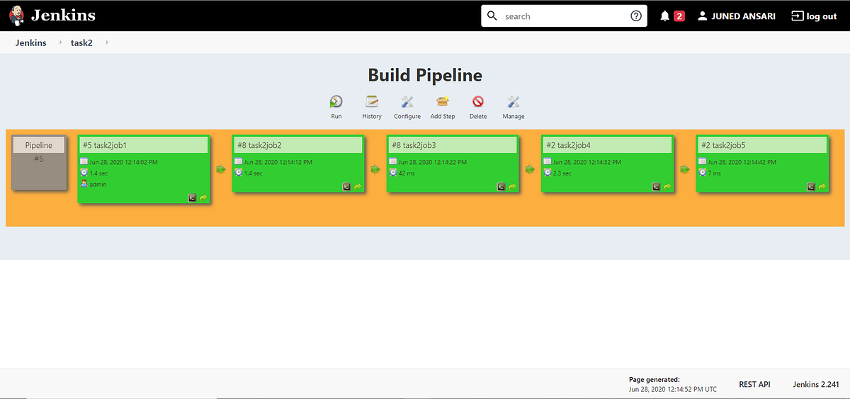 Creating A Build Pipeline In Jenkins Installed In A Containcer With Dockerfile By Juned Ansari