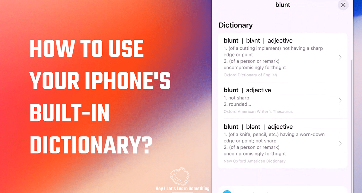 iPhone has a Free Dictionary — how to use it? | by Hey, Let's Learn ...