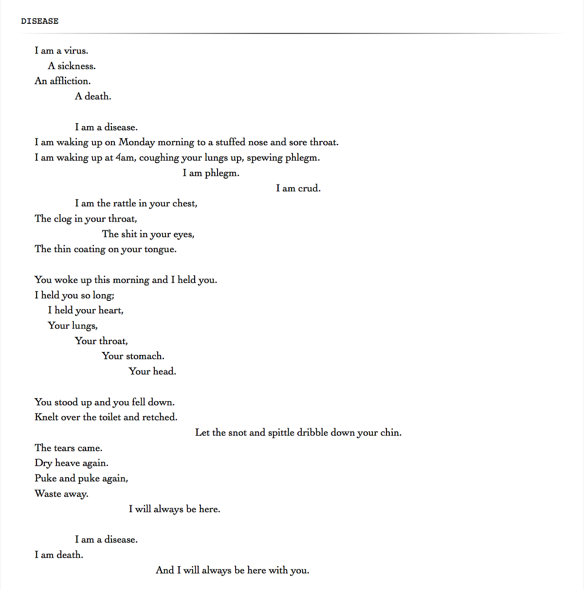 Disease — a poem about sickness and bad feelings | by Alexandra Marie ...