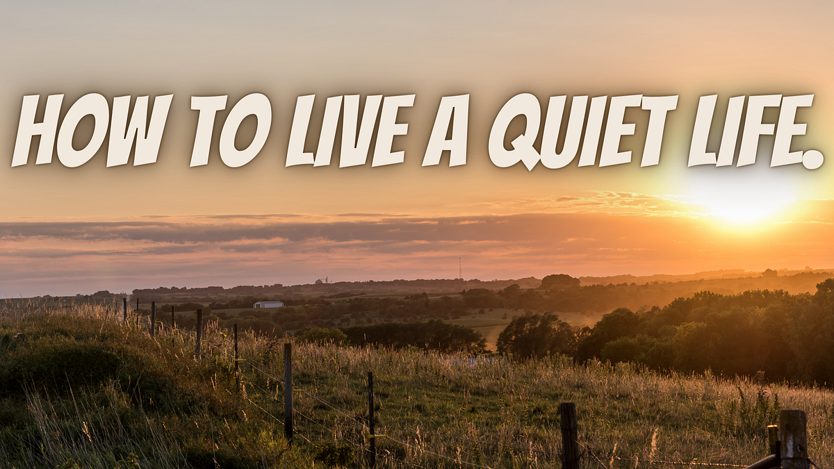 How To Live A Quiet Life.. Its really easy once you understand how ...