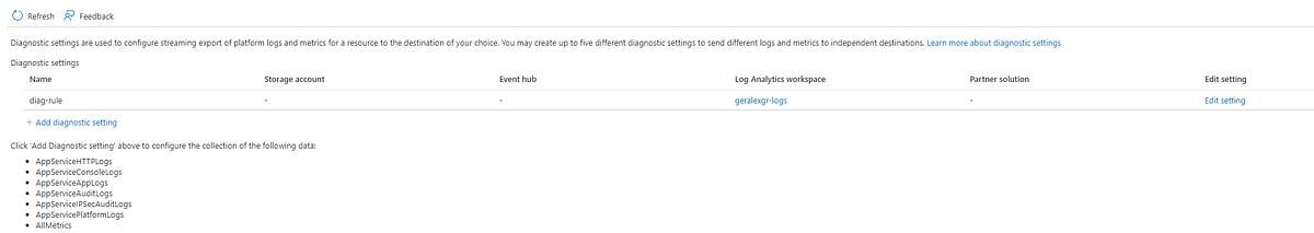 Enable Diagnostic settings for Azure App service using terraform loop | by Gerasimos Alexiou ...