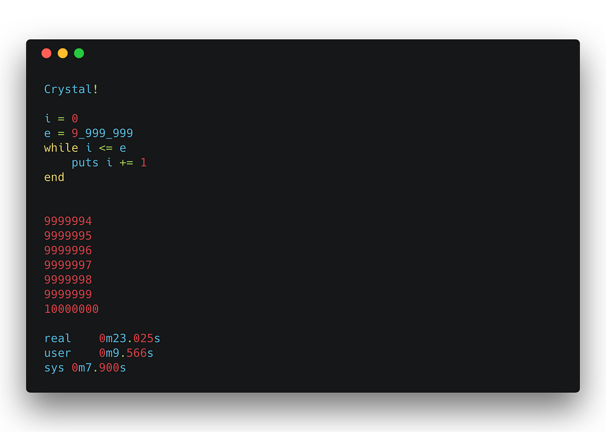 Benchmarking for noobs! Crystal, C, Python, Swift, Go, Python, Node and ...