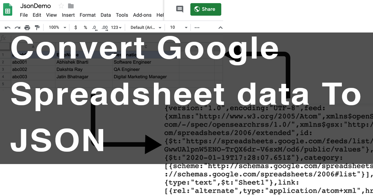 Convert Google Spreadsheet data to JSON | by ABHISHEK BHARTI | Medium