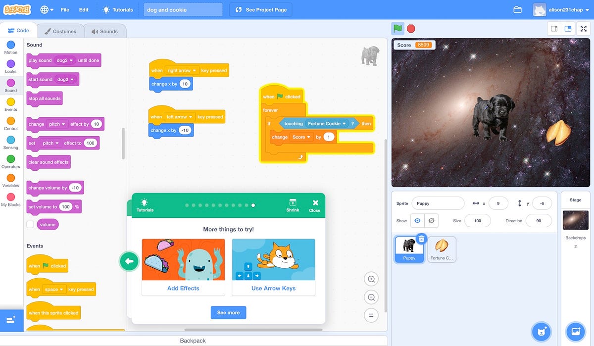 A Game in Space My game was created on Scratch and I was having trouble ...