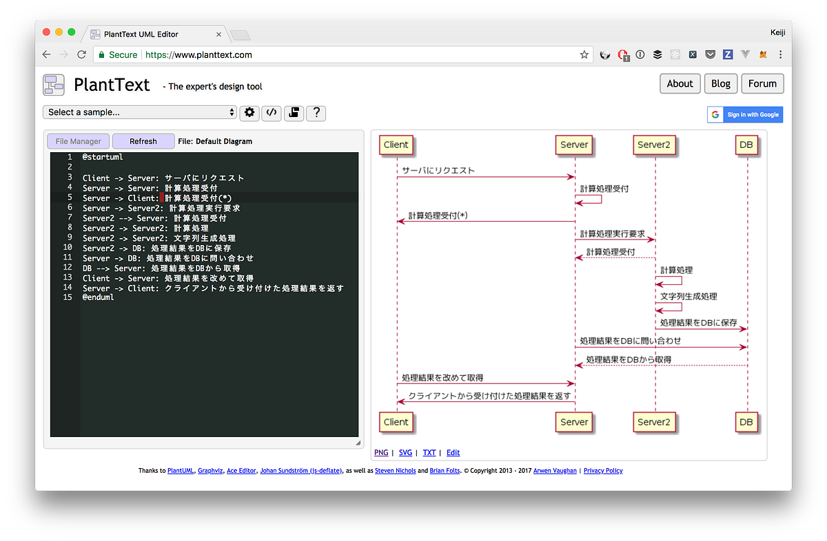 PlantUMLをリアルタイムにレンダリングしてくれるPlantText UML Editor | by Keiji Matsuzaki | Medium
