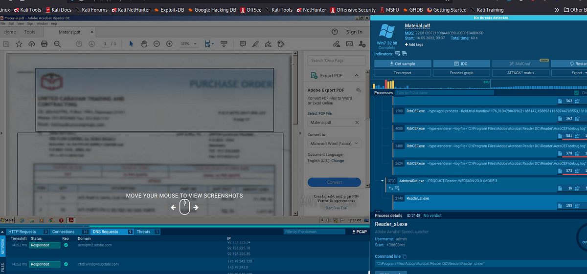 Investigating SOC Alerts(Detailed Analysis)and Analysing a Malicious PDF. LETSDEFEND SOC140 ...