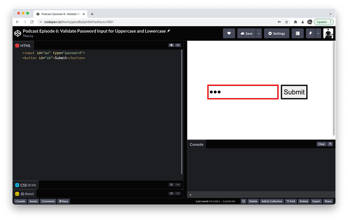 Podcast Episode 6 Validate Password Input For Uppercase And Lowercase By Silicon Wat