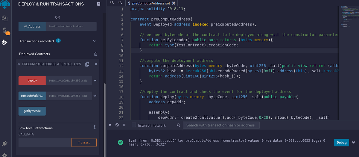 Pre-compute contract deployment address using CREATE2 | by Vijaya Bhaskar | Coinmonks | Medium