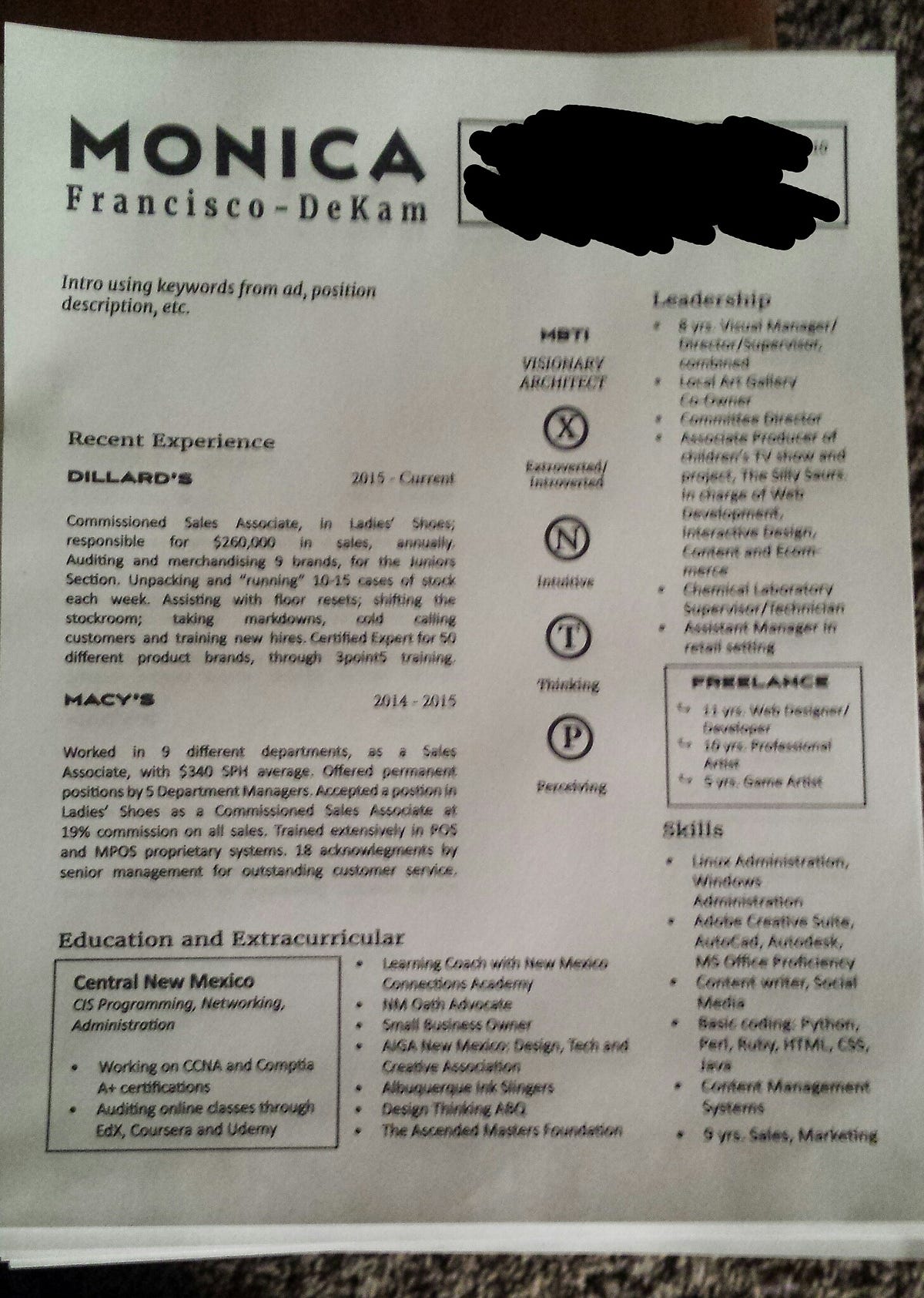 This is the new “in process” resume I’m templating in InDesign. | by ...