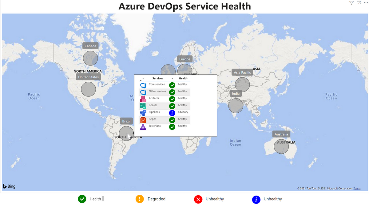How To Azure Devops Service Health Using Maps In Power Bi By
