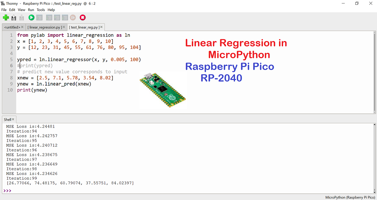 Performing Linear Regression in MicroPython-Raspberry Pi Pico (RP-2040) | by Subir Maity | Medium