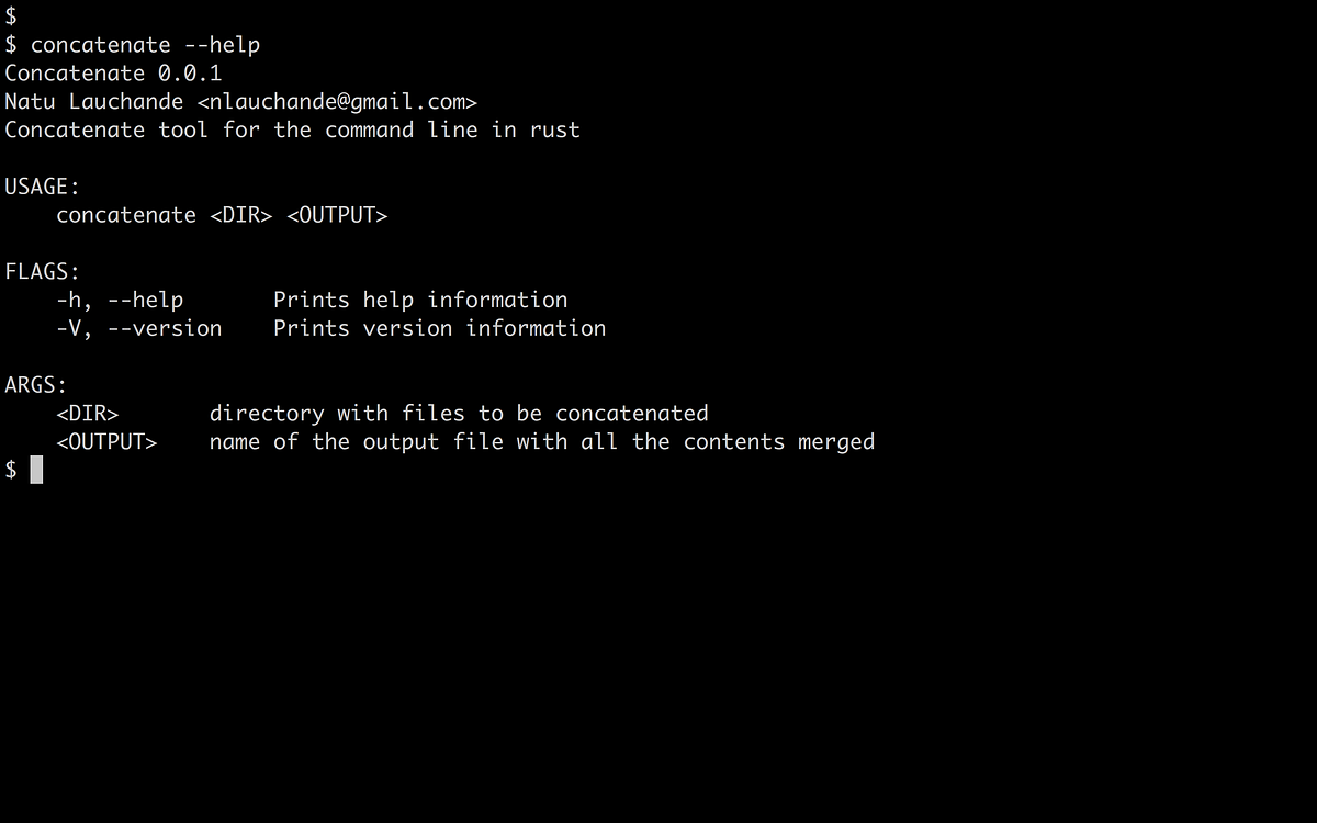Rust : coding up a simple concatenate files tool and first impressions | by Natu Lauchande | Medium