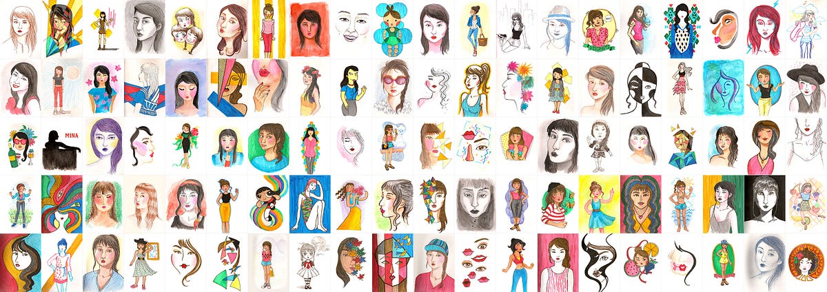 100 days. 100 self-portraits.. What I learned from drawing my face ...
