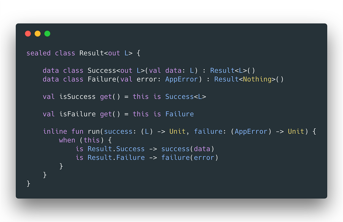 Hi. How does this implementation of Result using sealed class look ...
