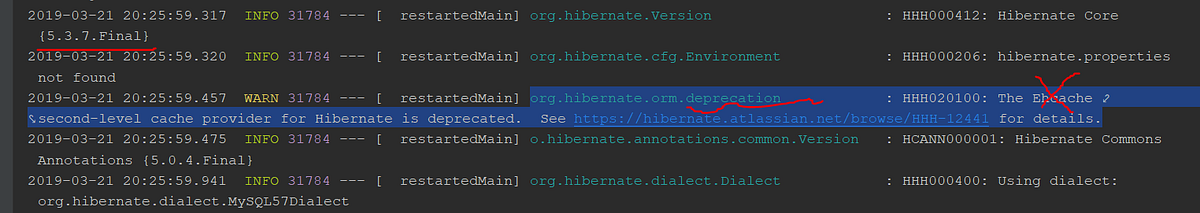 hibernate-jcache 101 OR org.hibernate.orm.deprecation : HHH020100: The Ehcache second-level ...