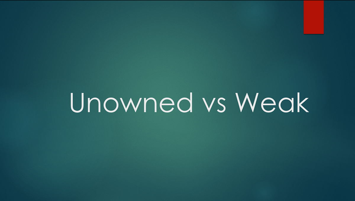 Unowned vs Weak. Weak and unowned are used to solve… | by Fahad C H ...