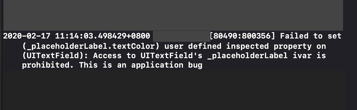 “Access to UITextField’s _placeholderLabel ivar is prohibited. This is an application bug”Error ...