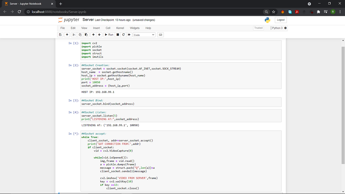 Task 3 Creating A Live Streaming Video Chat App Without Voice Using Cv2 Module Of Python By