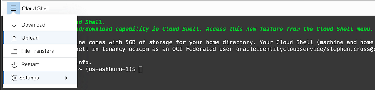 Using The Oci Classic Cli Utilities From Oci Cloud Shell By Stephen Cross Oracle Developers