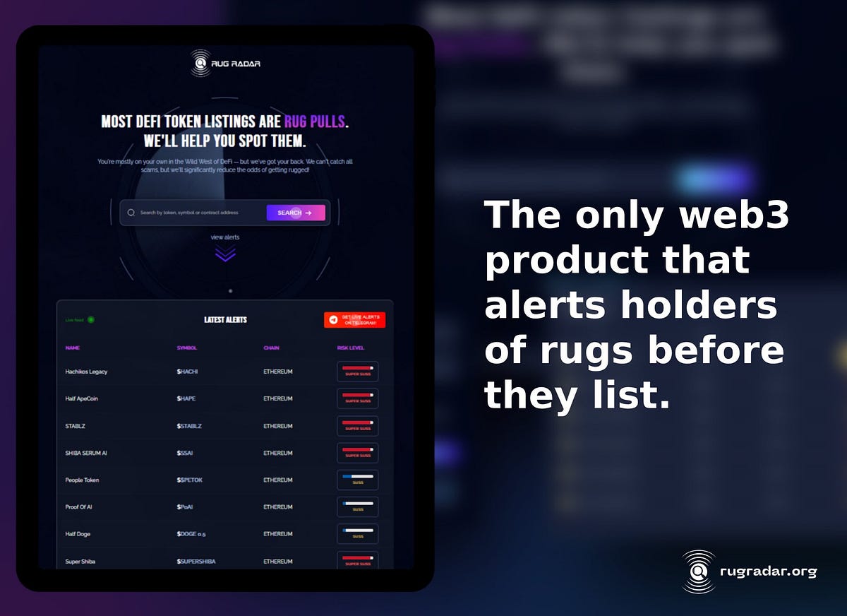 980% MOM User Growth at Rug Pull Finder ‘Rug Radar’ | by Josh Olin ...