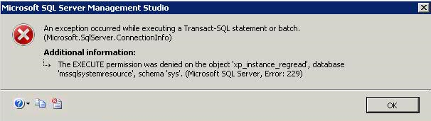 The Execute Permission Was Denied On The Object ‘xp Msver Database