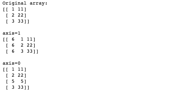 numpy.insert python prepend element to numpy array with axis parameter ...