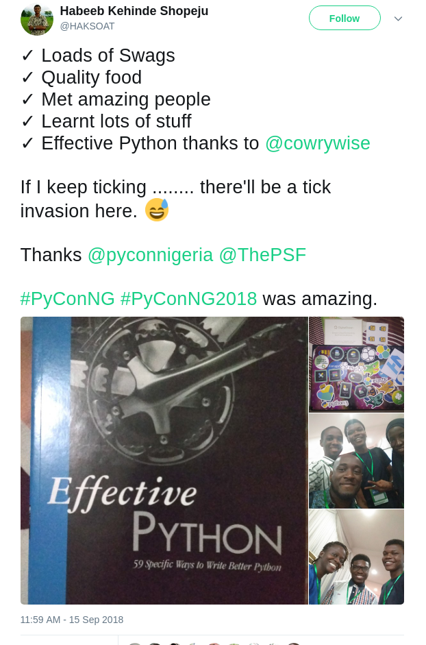 PYCON NIGERIA 2018 REPORT. “Python: Building the Universe We Love”… | by Python Nigeria | Medium
