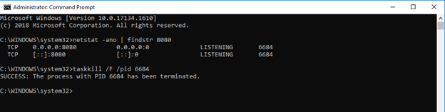 How to Force Kill a windows process running on port 8080 | by gautham | Eat-Sleep-Code-Repeat ...