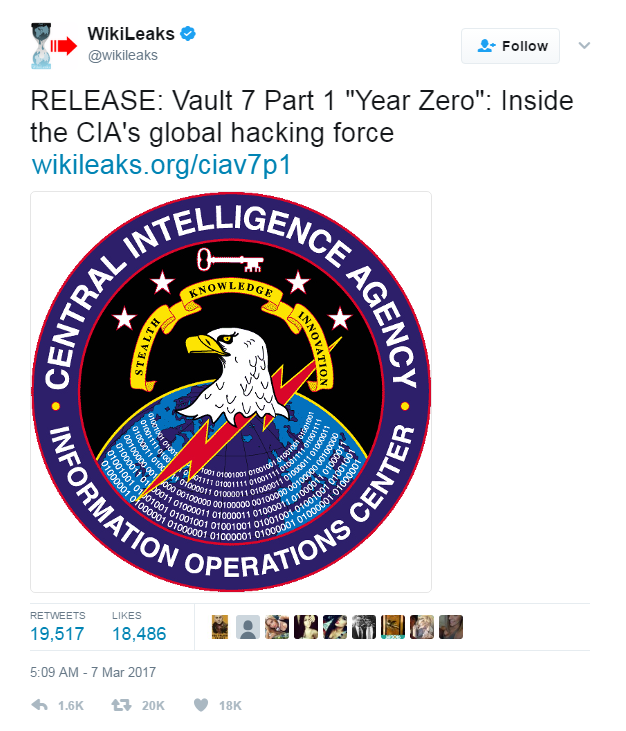 Vault 7 — WikiLeaks. 14 March 2017 | by Rio Weber | dfclub | Medium
