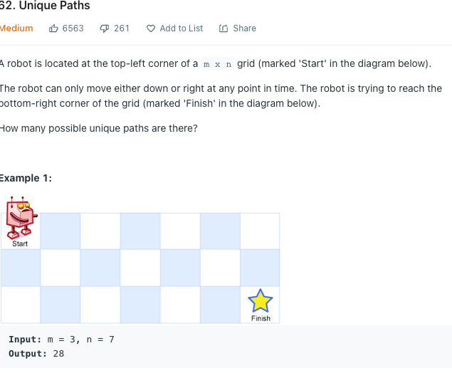 leetcode 62. Unique Paths - smddddddddddd - Medium