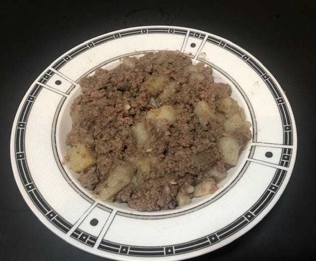 Minced Beef and Diced Potatoes. A simple, nutritious and tasty dish for ...