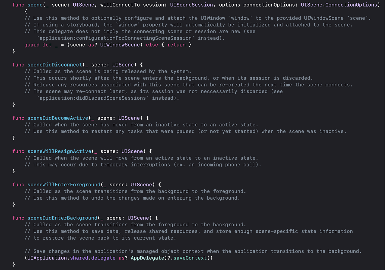 Scene Delegate in iOS 13. Since iOS 13 scene delegate added… | by Amit Kumar | Mac O’Clock | Medium