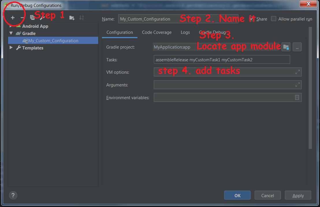 Custom gradle tasks with custom run configuration | by Kumar Gaurav | Medium