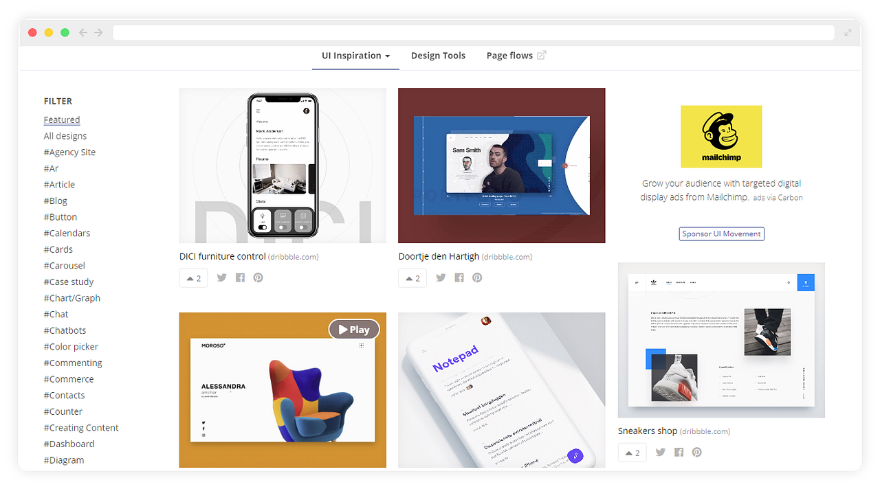 Top 10 UI / UX inspiration websites | by Cristian Radu | Prototypr