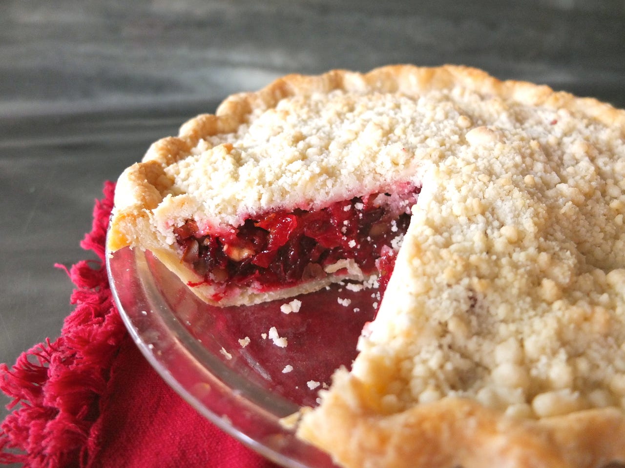 Cranberry Shortbread Crumble Pie. It’s the blog’s one year anniversary ...