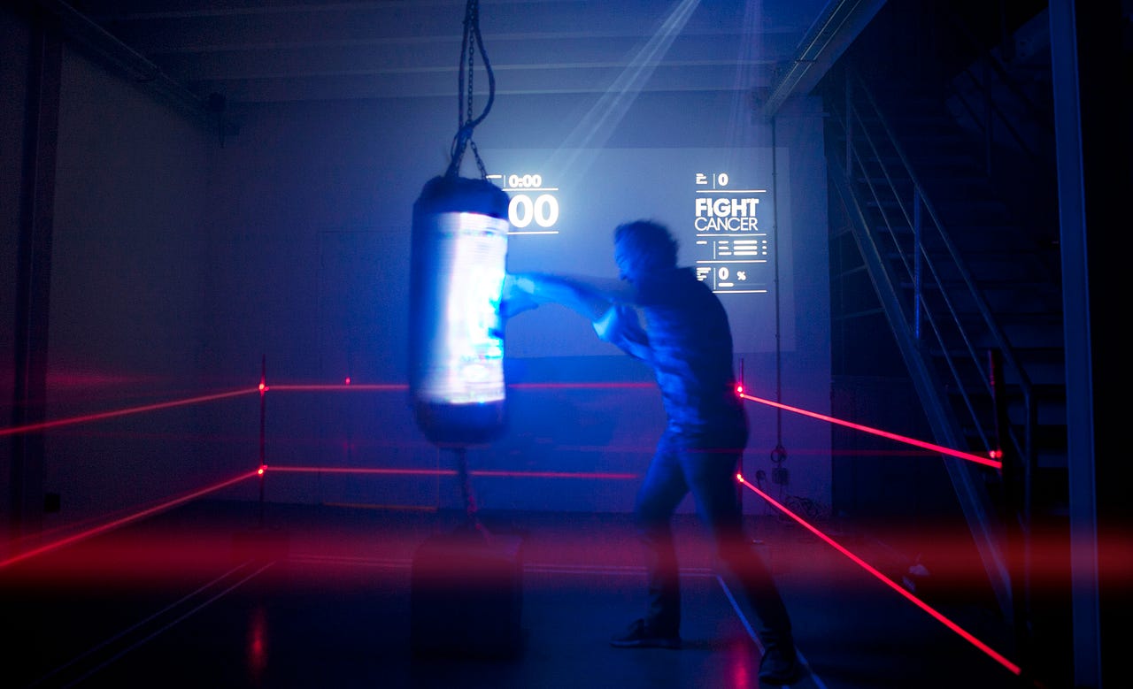 Interactive Punching Bag: installation generates donations for cancer ...