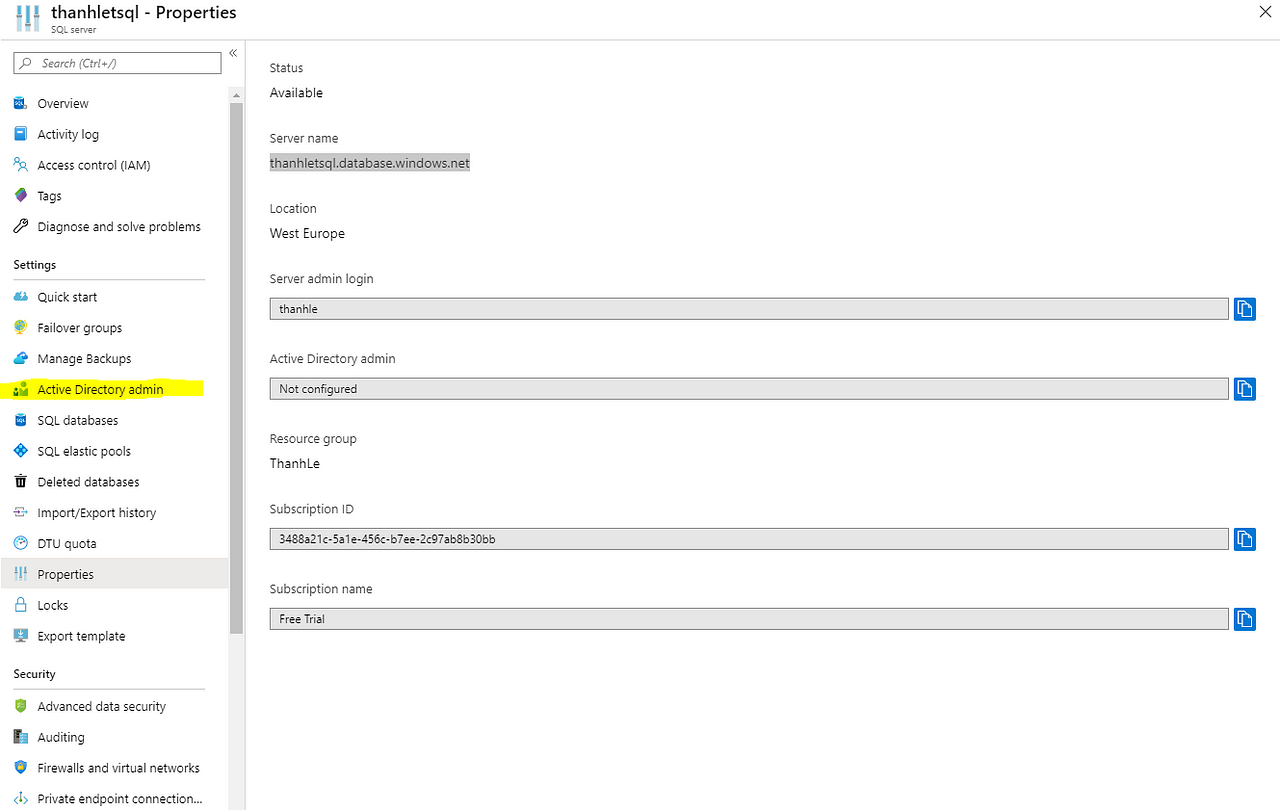 Setup Azure Sql Server To Use Azure Active Directory Authentication Option By Thanh Le Medium