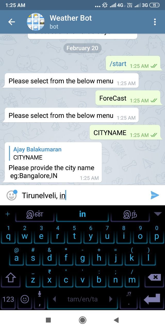 Telegram Bot For Weather Report. Weather Forecasting | by Ajay ...