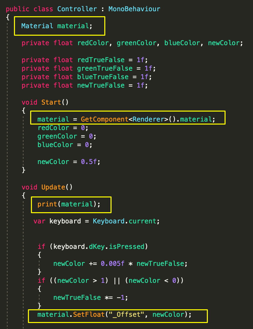 Unity Accessing Hlsl Shader Parameters With C Input Controller