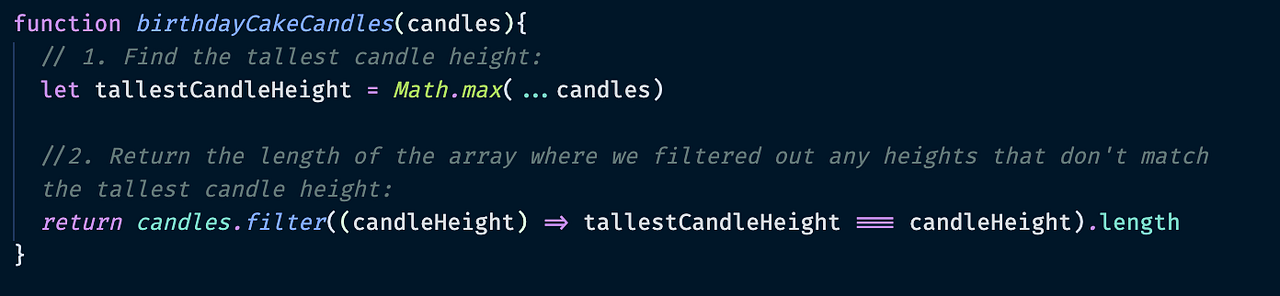 Birthday Cake Candles Algorithm Problem | by Alice Won | Medium