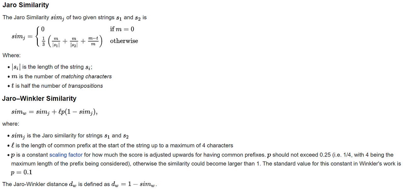 Jaro Winkler vs Levenshtein Distance | Medium