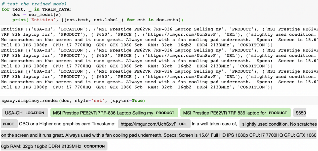 Building a custom Named Entity Recognition model using SpaCy | by Eric Landstein | The Startup ...