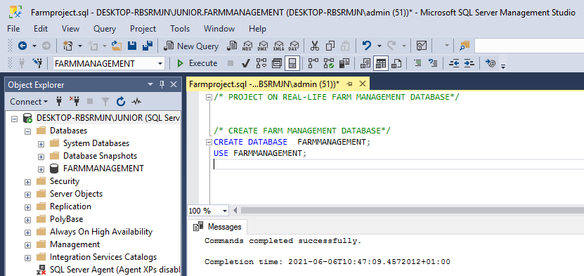 Sql Part 1 Using Sql To Build A Real Life Farm Management Database In Microsoft Sql Server