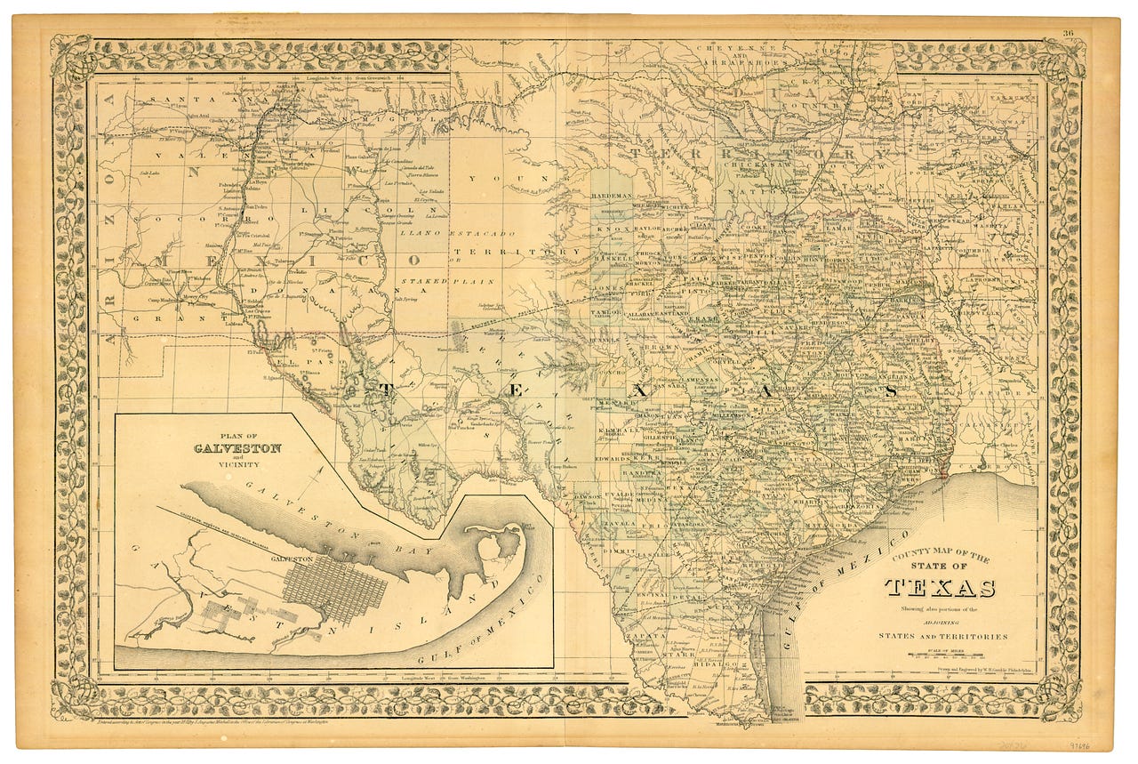 County Map of the State of Texas, 1873 | by Texas General Land Office ...