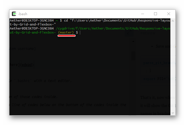 Add Git Branch Name In The Bash Command Prompt For Windows By Yixun