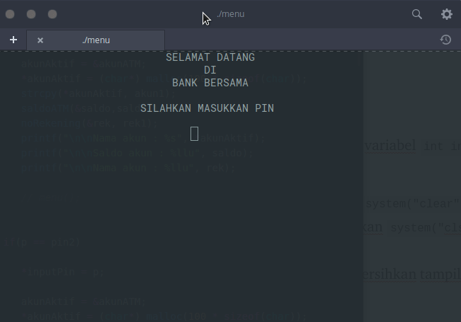 Program ATM Sederhana Menggunakan Bahasa C | by Kimiyuki Yukawa | Medium