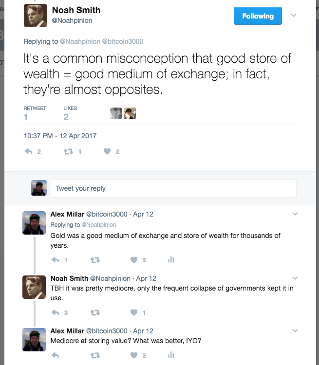 A Bitcoin Debate with Noah Smith On Twitter | by Alex Millar | Medium