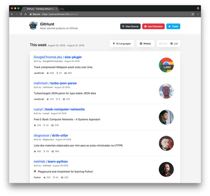 Get the most starred GitHub projects inside your new Chrome tab with ...
