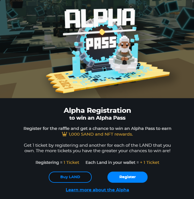 더 샌드박스 알파 — 알파 패스 추첨 안내 이번 알파 시즌을 완벽하게 즐기기 위한 알파 패스를 어떻게 구할수 By 더 샌드박스 코리아 더 샌드박스 코리아 Medium