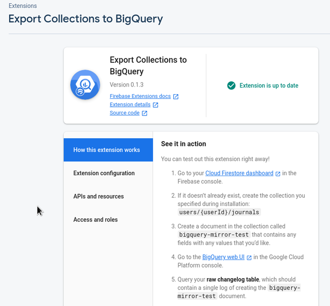 Exporting data from Firebase (Firestore) to BigQuery